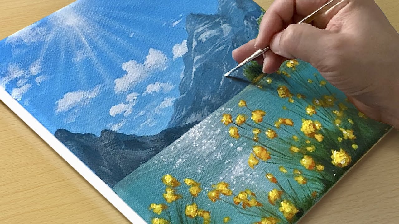 Spring Lake Painting / Acrylic Painting Tutorial / STEP by STEP - YouTube