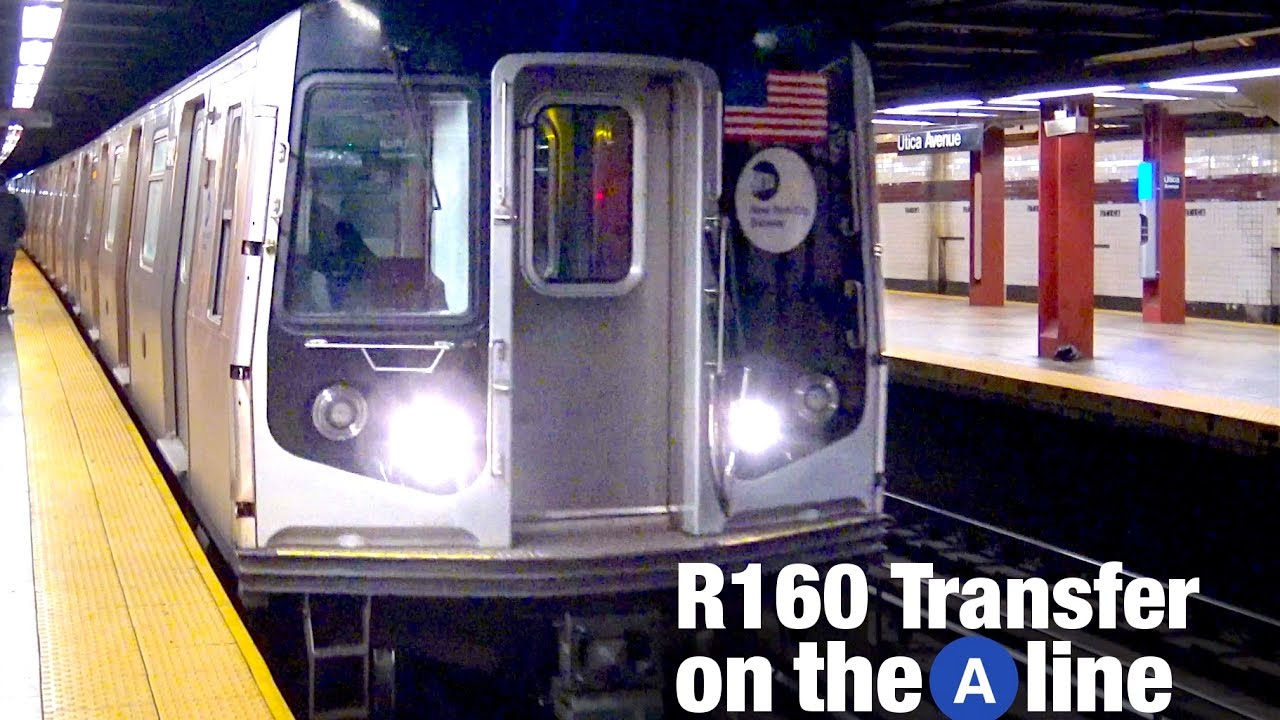 ⁴ᴷ R160B Siemens Transfer Train passing Utica Avenue - YouTube
