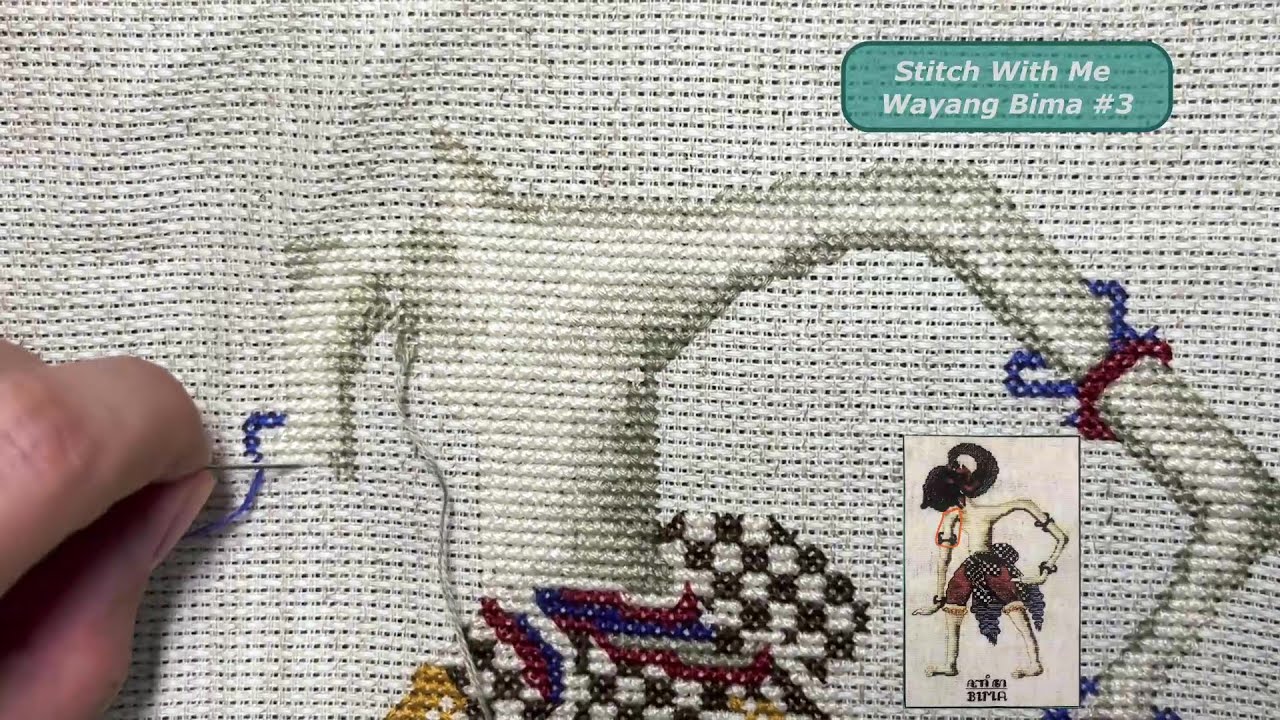 Flosstube #127 - Stitch With Me: Wayang Bima (Part 3) [ASMR, No Talking] - Bima's Arm - YouTube