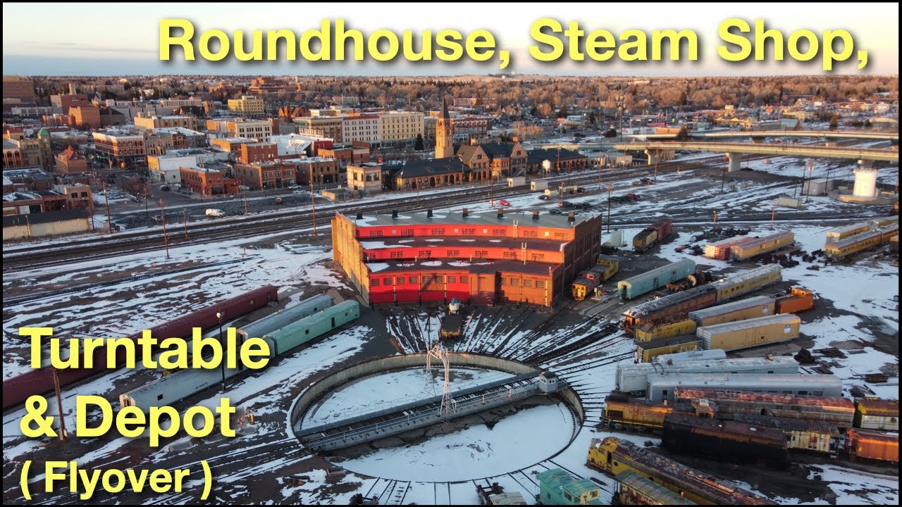 Cheyenne Steam Shop, Roundhouse, Turntable & Depot (Flyover) UP Union ...