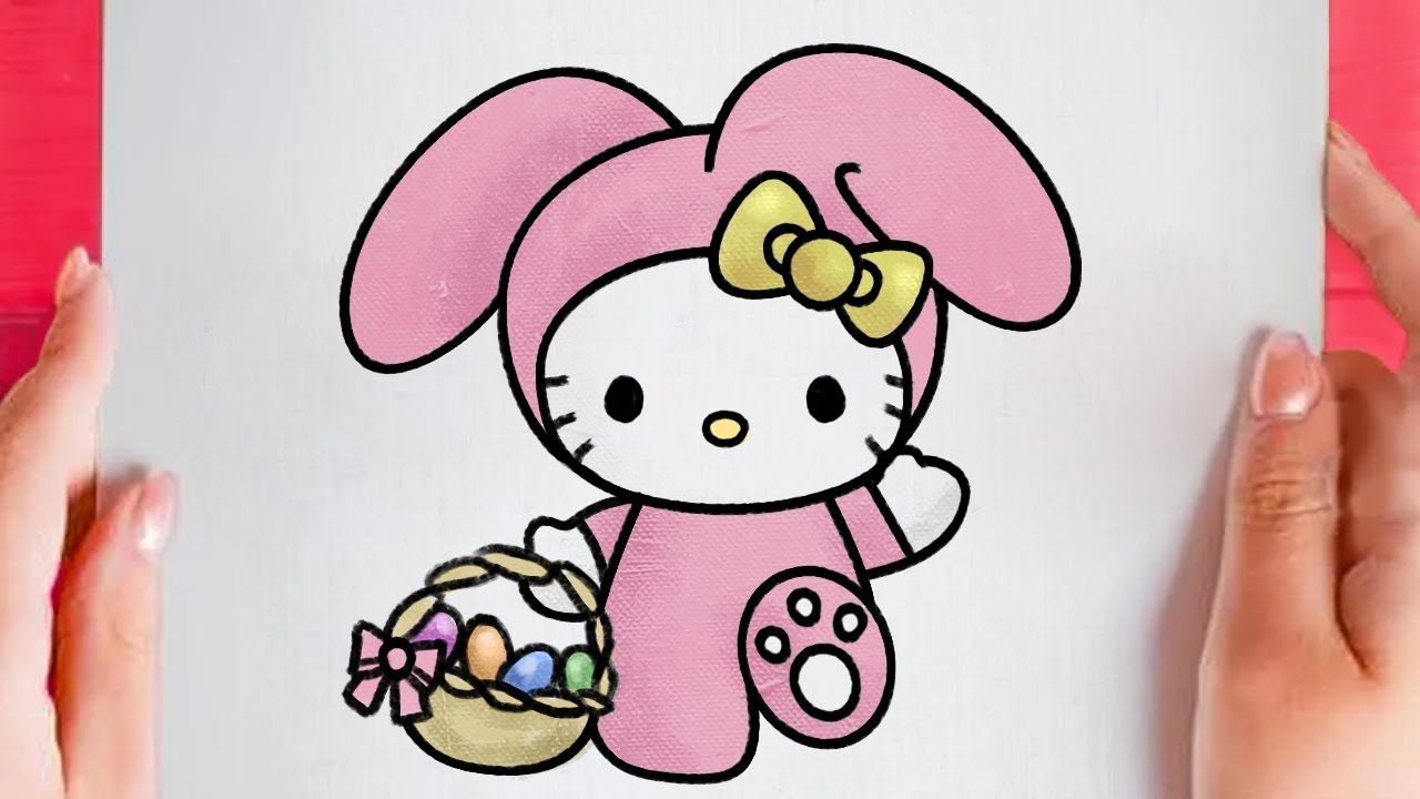 How to draw Hello Kitty easter bunny - - YouTube