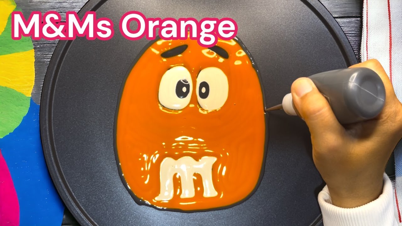M&Ms Orange Face Pancake Art - M&Ms Characters, M&Ms Chocolate, Pancake ...