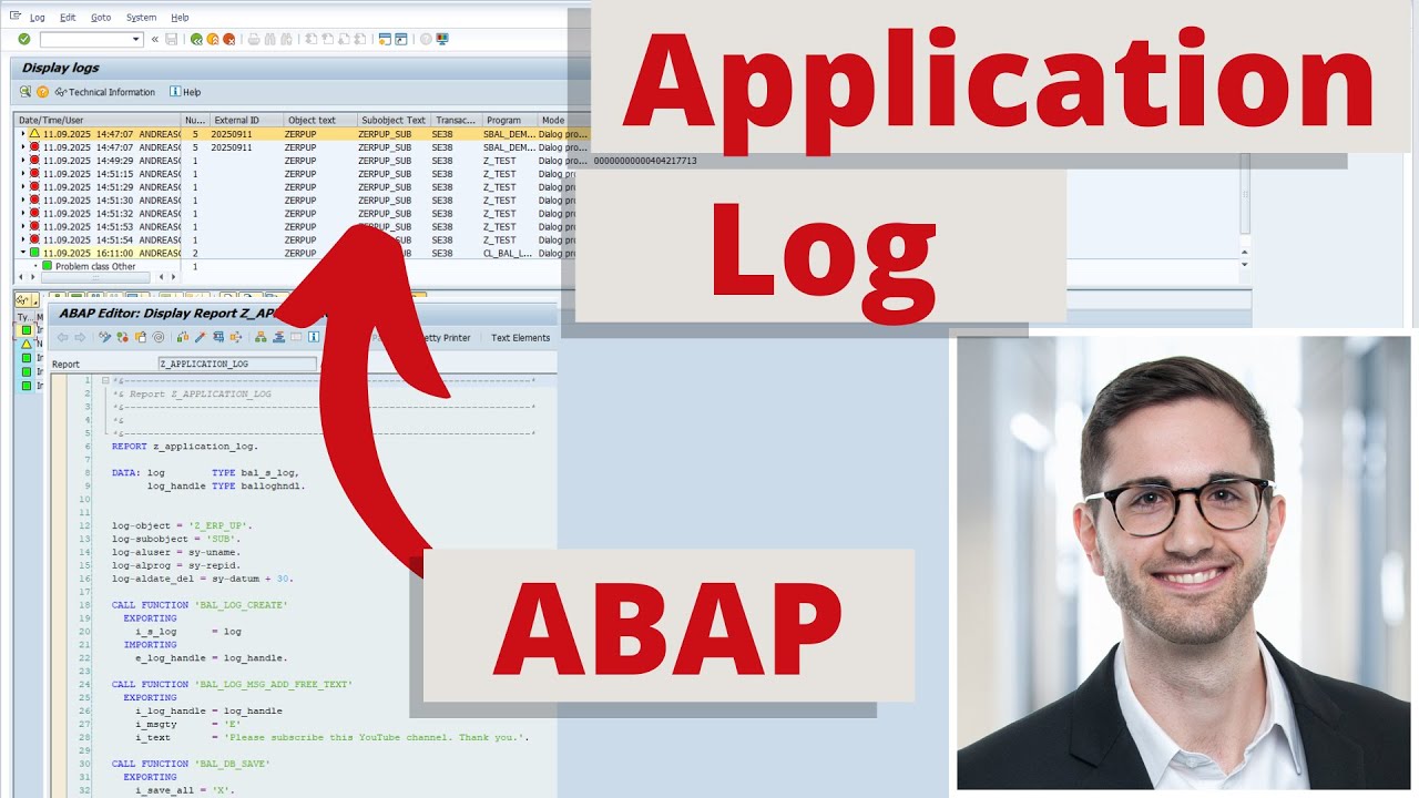 ABAP Tutorial: How to Create Your First Application Log (SLG1/SLGD) - YouTube