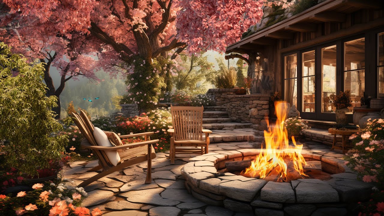 Cozy Spring Ambience 🌼 Spring Morning & Forest Ambience 🌤 Campfire ...