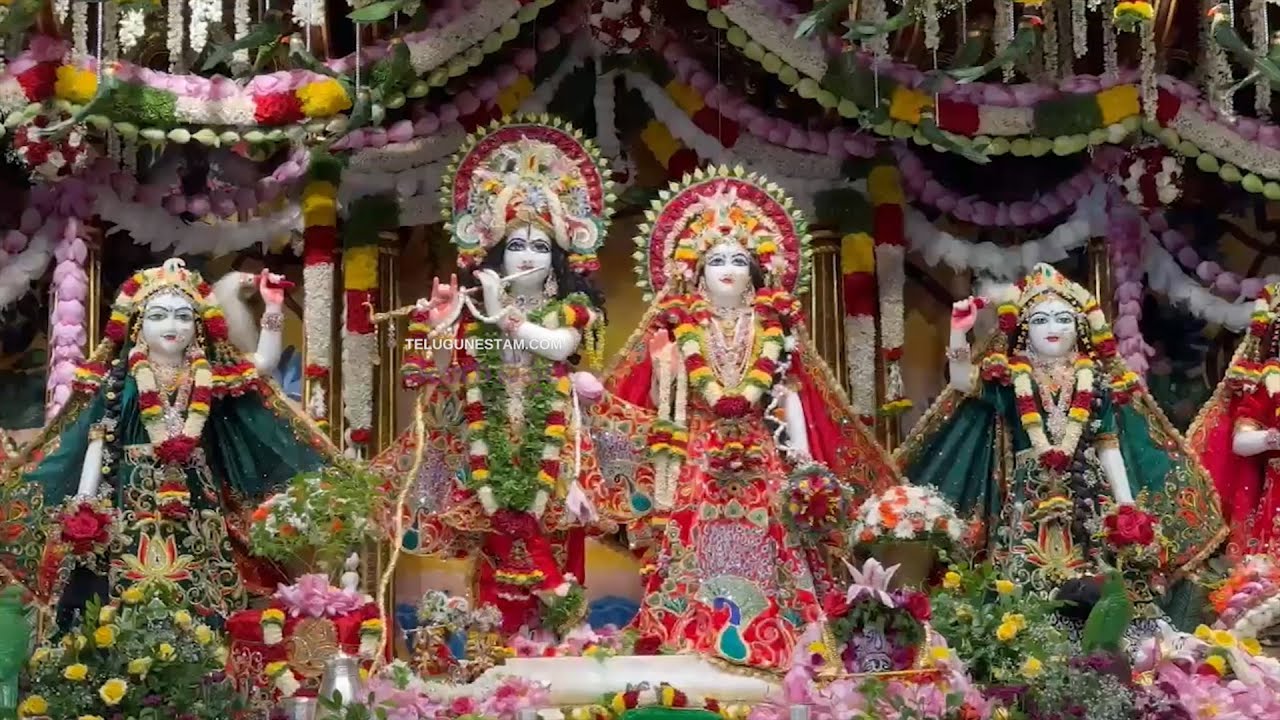 Iskcon Tirupati Temple Inside Flower Decoration On Eve Of Shri Krishna ...