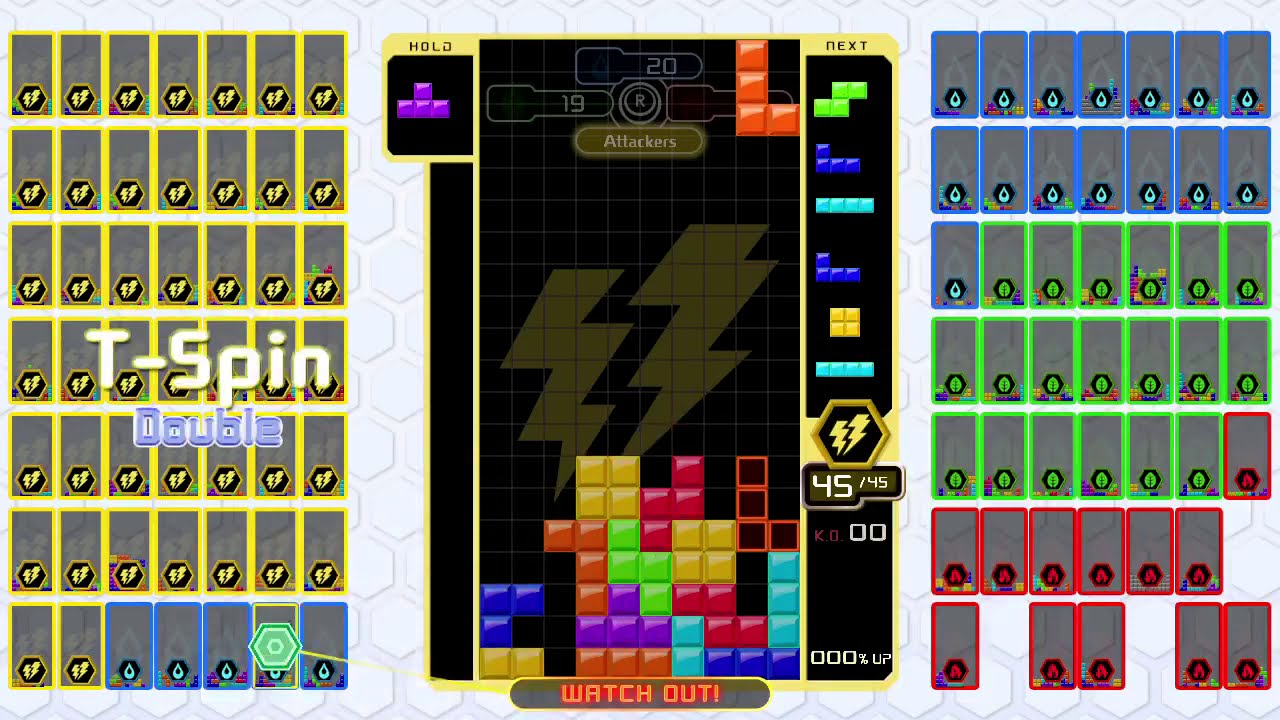 i did a T-Spin Triple which is a wall kick in tetris 99 - YouTube