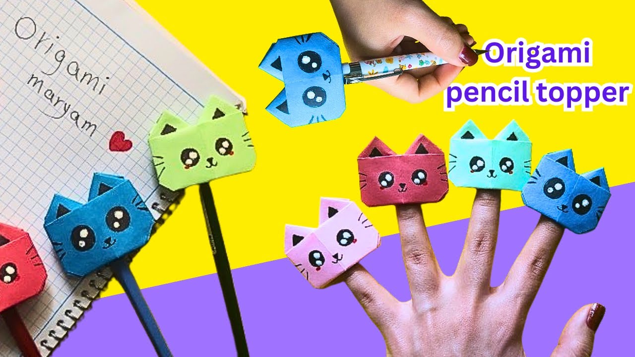 Origami Paper Cat | How to make Origami Pencil topper - YouTube