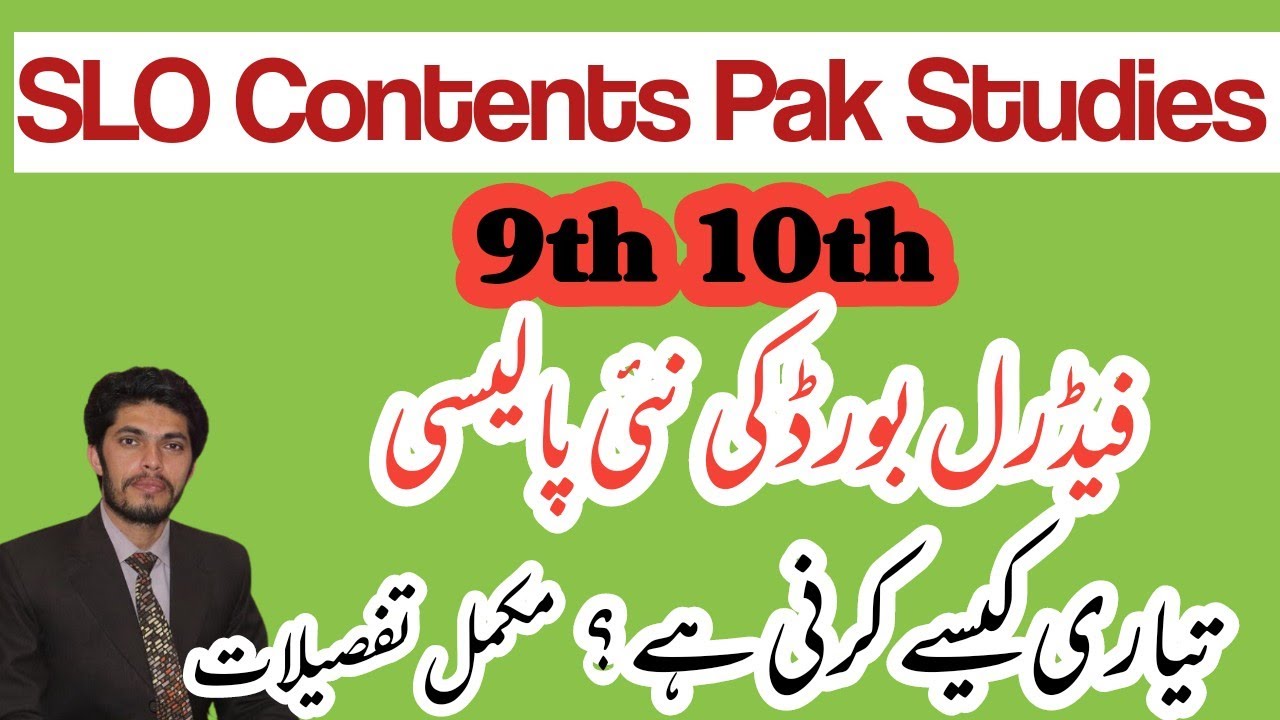 SLO Content Pak Studies 9th 10th New Syllabus Pak Studies 2023 Fbise ...