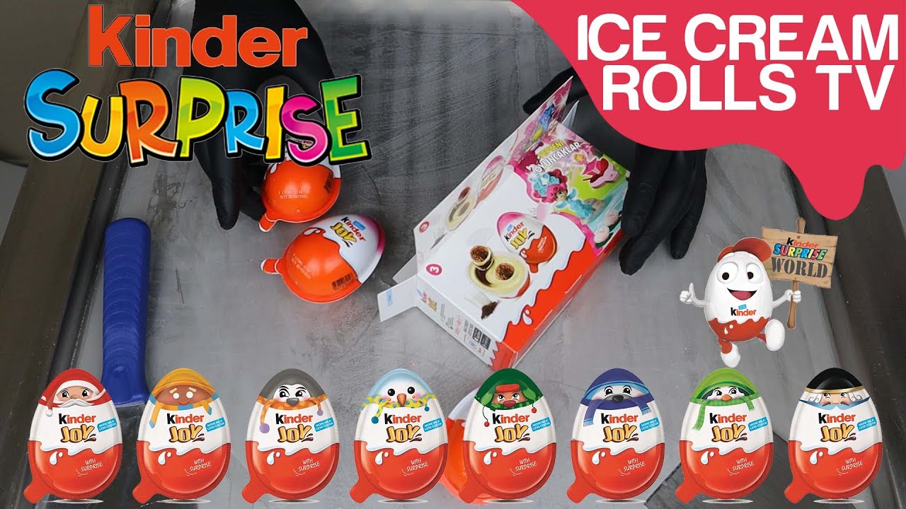ASMR - Kinder Surprise Eggs Ice Cream Rolls | oddly satisfying fast ...