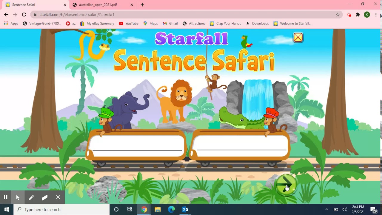 Class Meeting: 2/5/21 Starfall Folk Song/Calendar/"Sentence Safari ...