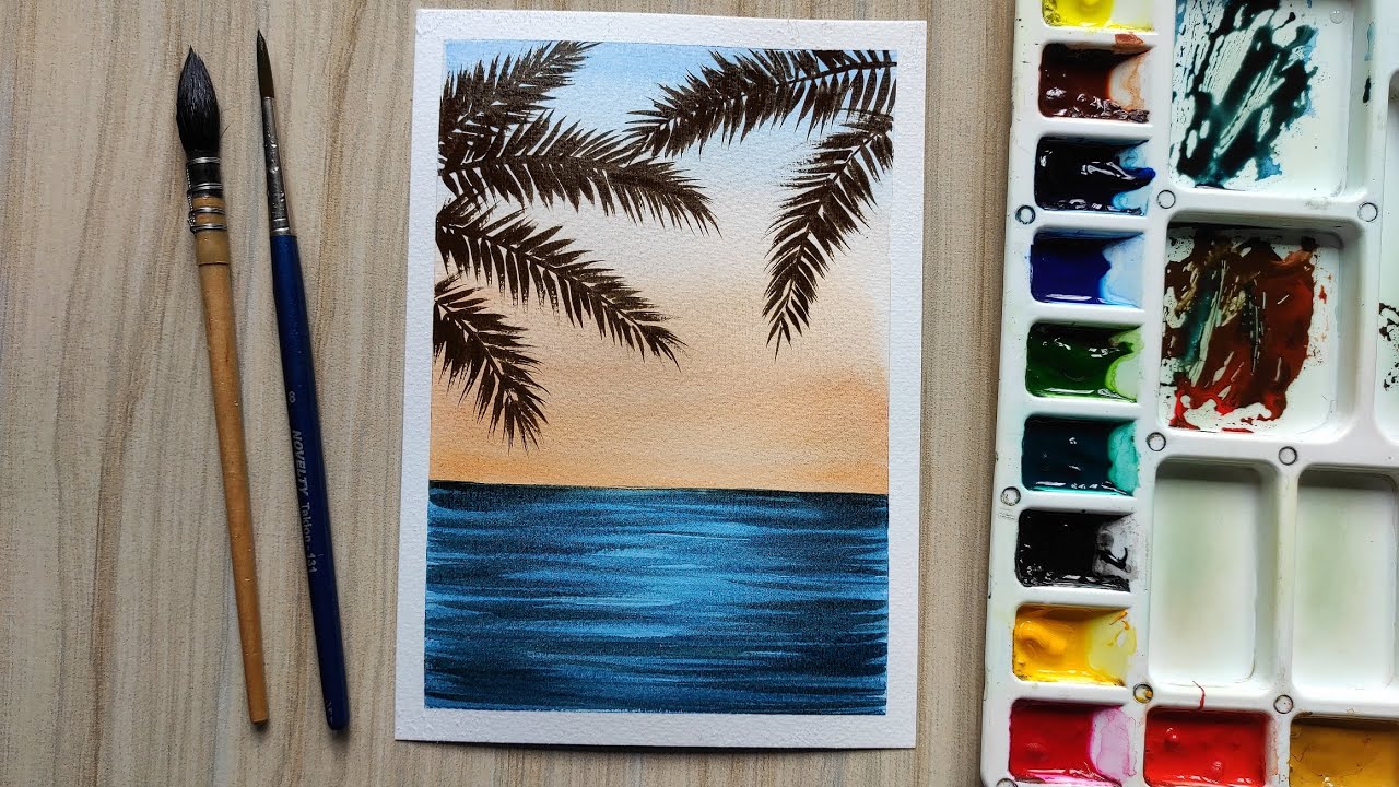 Beach Watercolor Painting For Beginners | Ocean Landscape | Beach ...