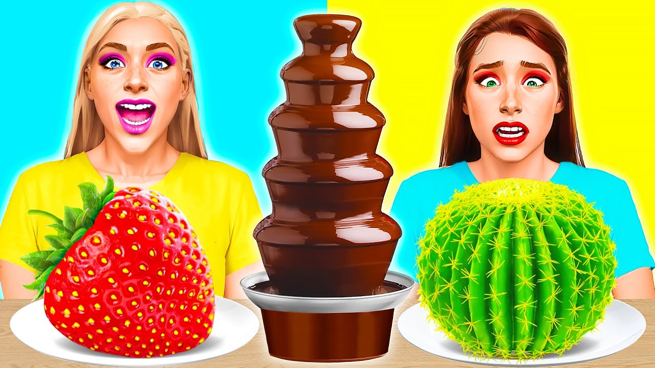 Chocolate Fountain Fondue Challenge | Eating Only Sweet 24 Hours by ...