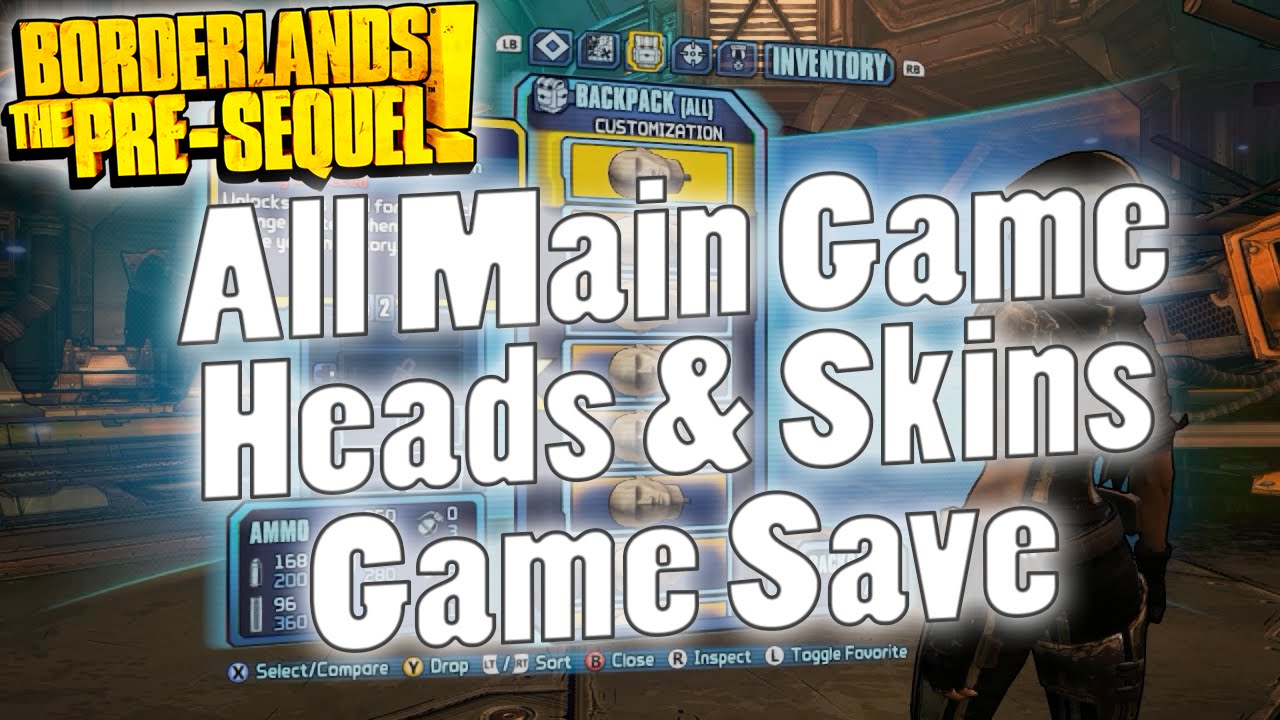 Borderlands: The Pre-Sequel | All Main Game Heads & Skins Game Save ...