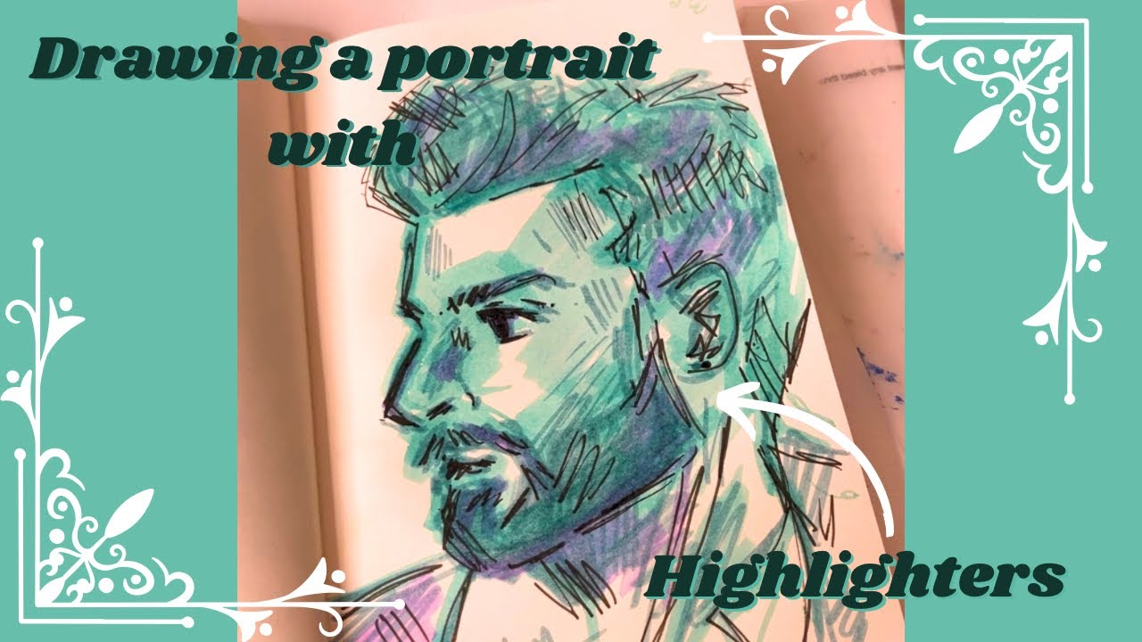 Drawing a portrait with HIGHLIGHTERS - YouTube