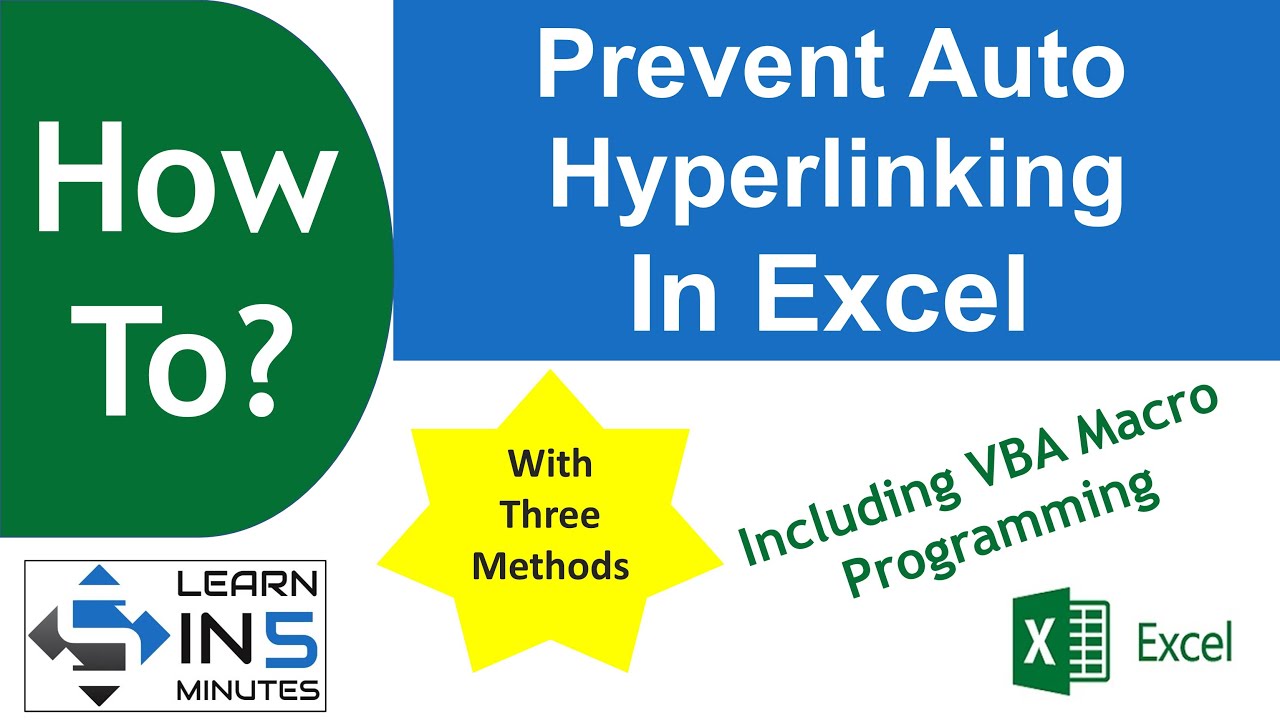 How to prevent auto hyperlinking in Microsoft Excel - YouTube