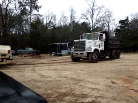 pulling with the work truck heavy load - YouTube