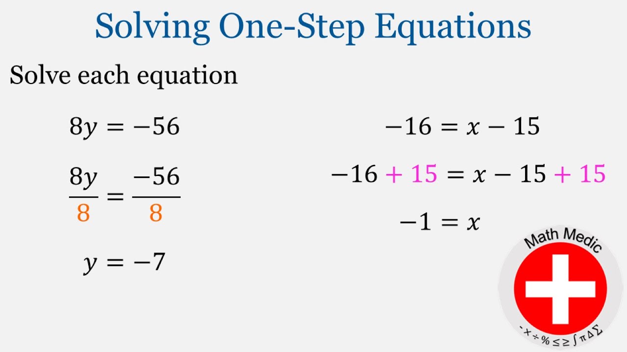 Solving One Step Equations Intro Algebra Unit 3 5 YouTube
