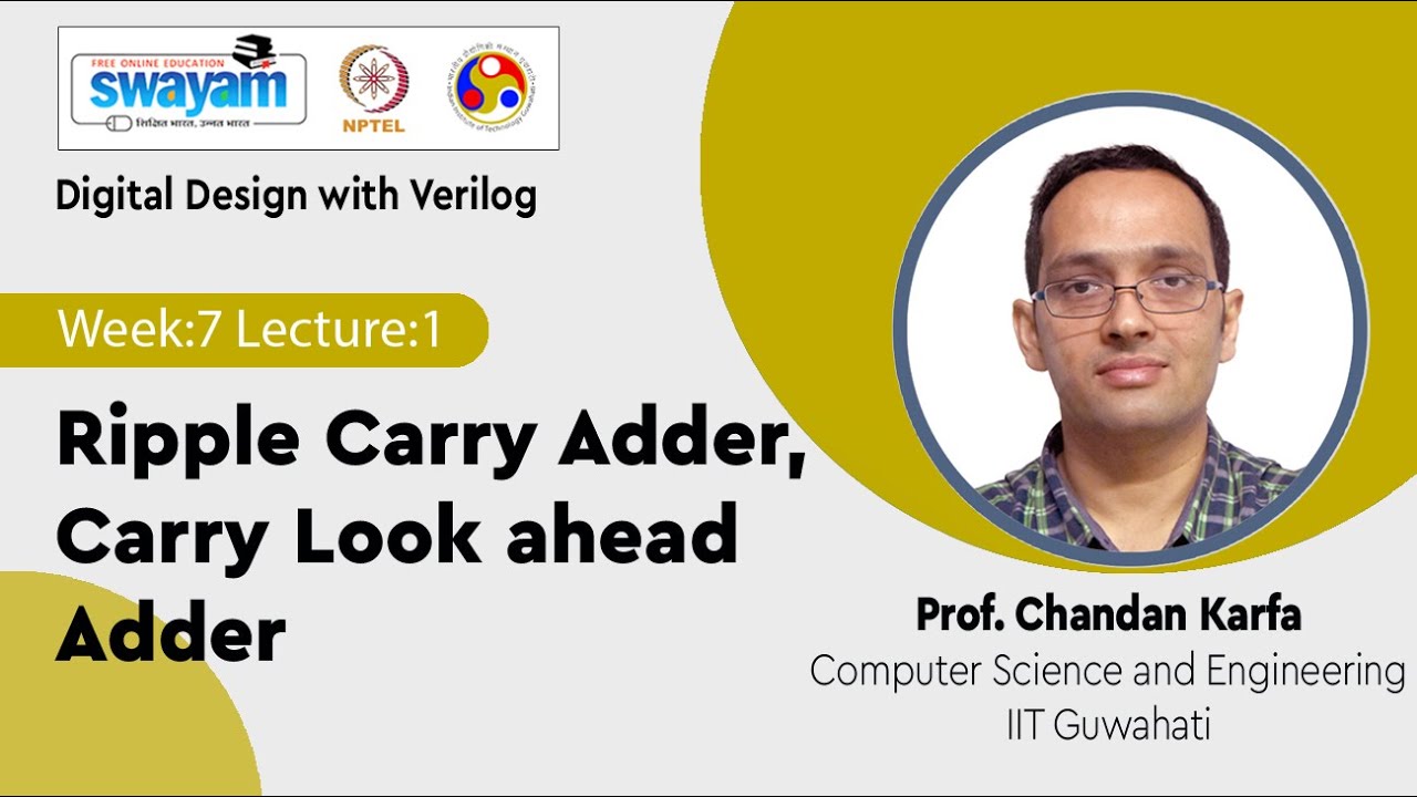Lec 24: Ripple Carry Adder, Carry Look ahead Adder - YouTube