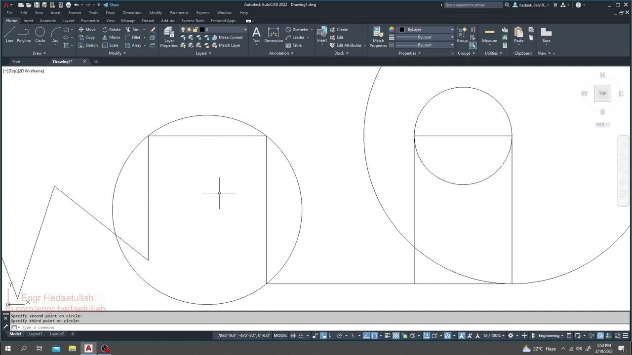 3.9 Autocad 2025 tutorial for beginners (Step by Step) - Draw Circle using 3-Point Command - YouTube