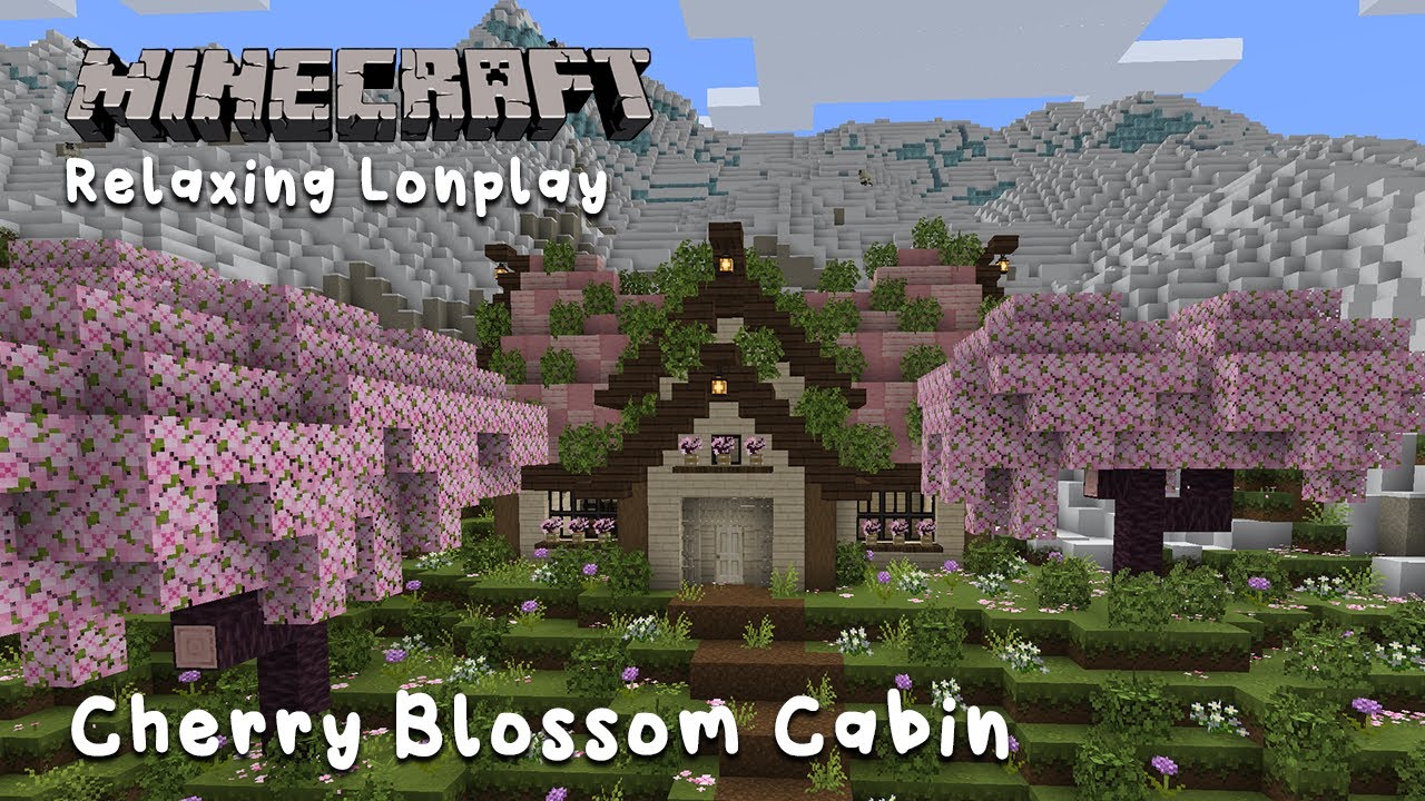 Minecraft Relaxing Longplay | 1.20 | Building a Cherry Blossom Cabin ...