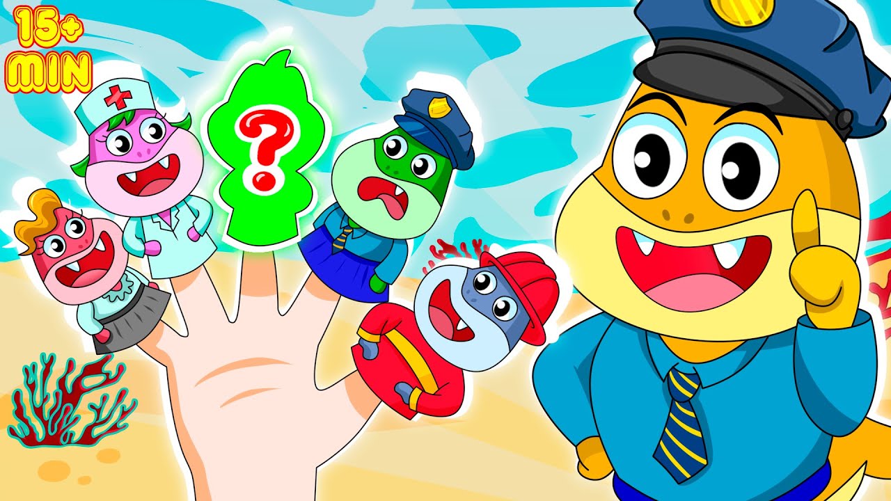Finger Family Jobs 🖐️| more Little Sharks Cartoon And Nursery Rhymes ...
