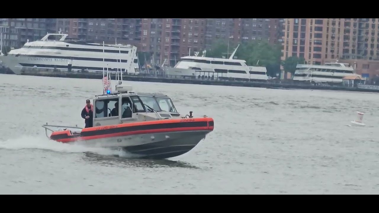 United States Coast Guard Patrol Boat Passing By On The Hudson River In ...