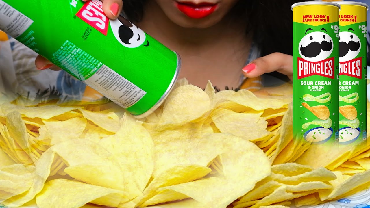 ASMR Pringles Eating Sour Cream & Onion Yummy Mukbang Food - YouTube