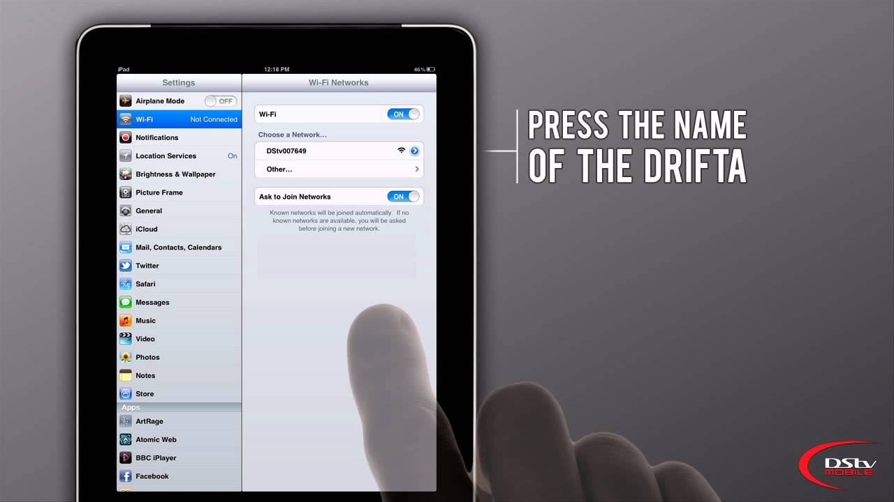 DStv Mobile - How to connect your Drifta to your iPad via Wi-Fi - YouTube
