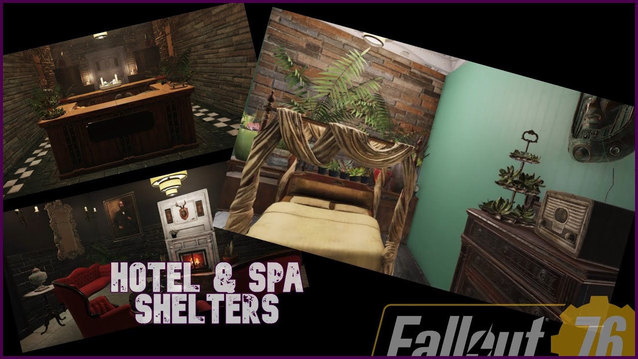 Fallout 76 Camp Build - Hotel & Spa (Shelter & Lobby builds) - YouTube