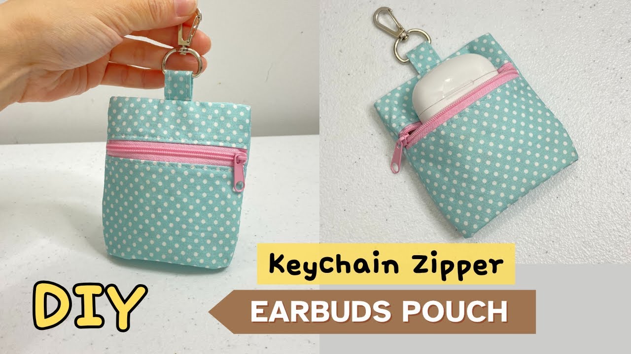 How to Make Keychain Earbuds Pouch | Mini Keychain Zipper Pouch | DIY ...