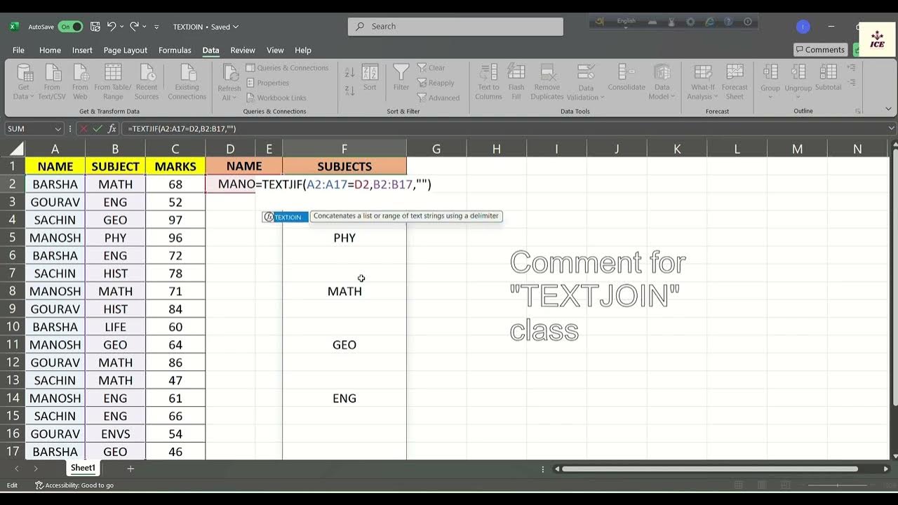 Advance excel, If function with textjoin - YouTube