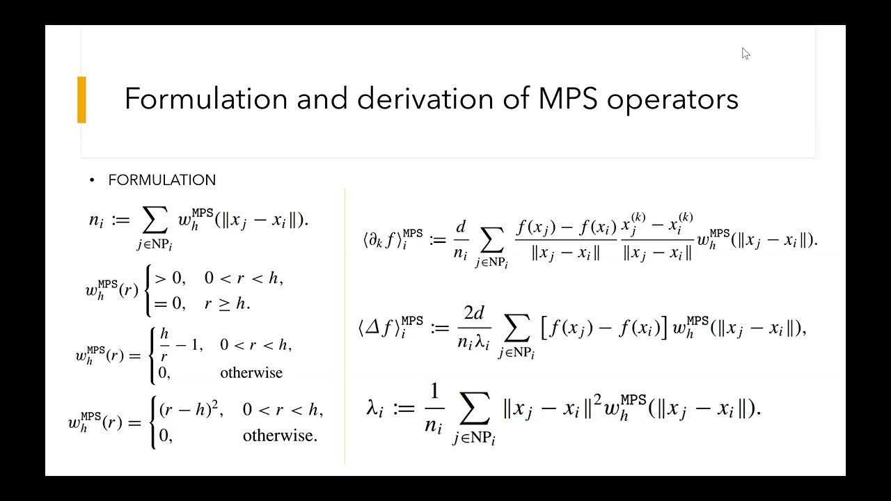 Difference between smoothed particle hydrodynamics and moving particle semi-implicit operators ...