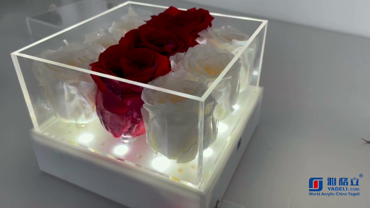 New led light acrylic flower box - YouTube