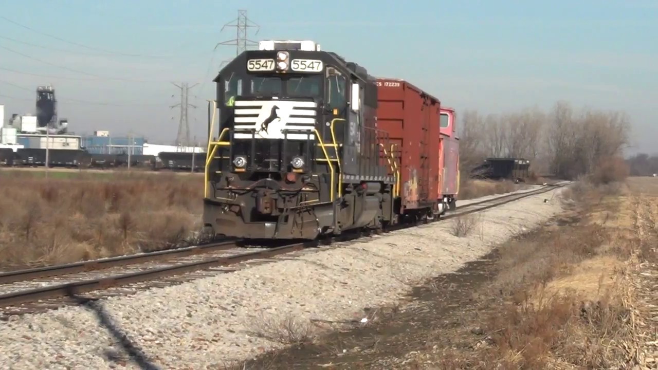 NS Norfolk Southern caboose shove down the BF Goodrich stub - YouTube