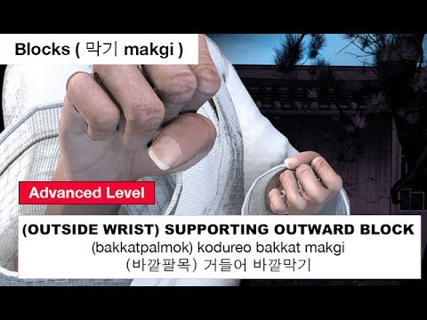 Taekwondo - (Outside Wrist) Supporting Outward Block ( (바깥팔목) 거들어 바깥막기 ...