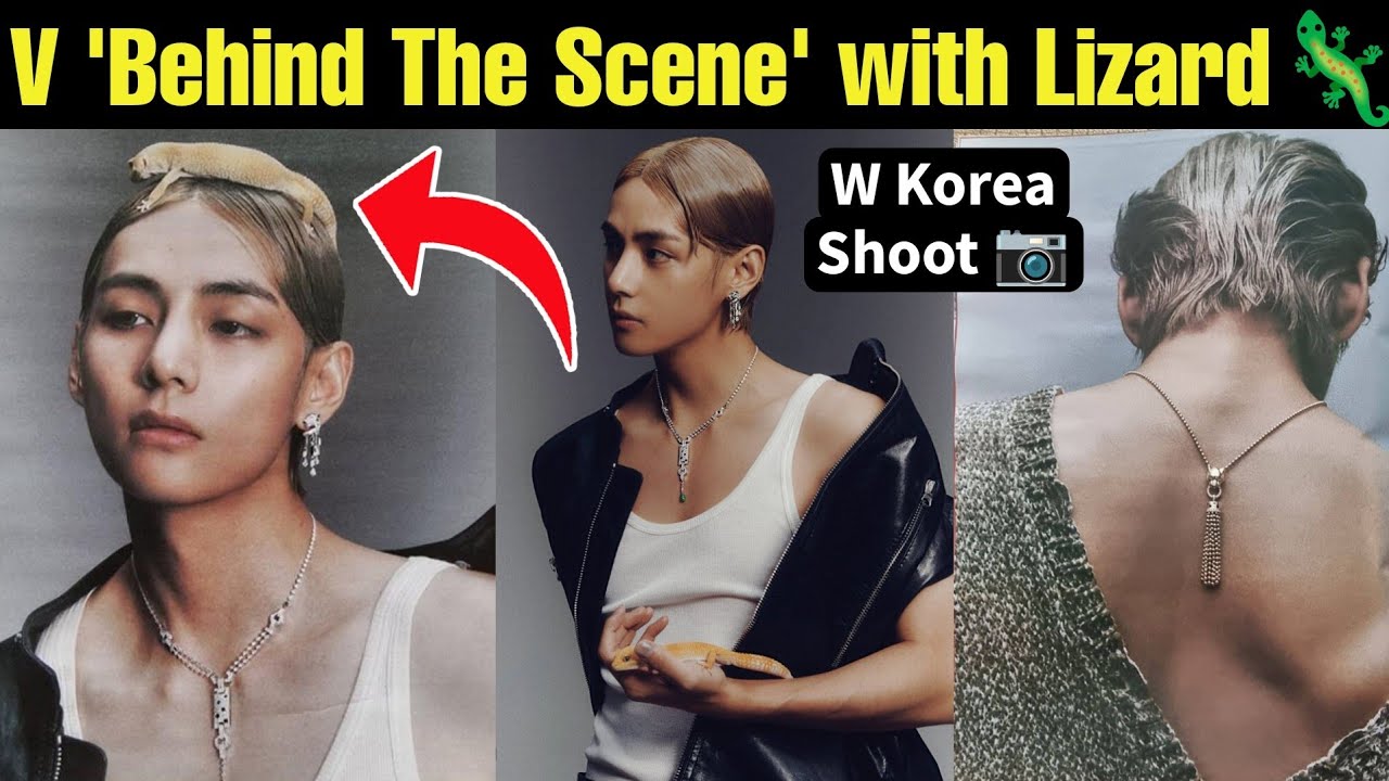 BTS V Playing With Lizard in Shoot 🦎 Dangerous V 😱 Taehyung W Korea ...