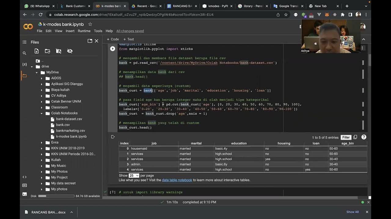 Implementasi clusterisasi k-modes dengan dataset nasabah bank ...