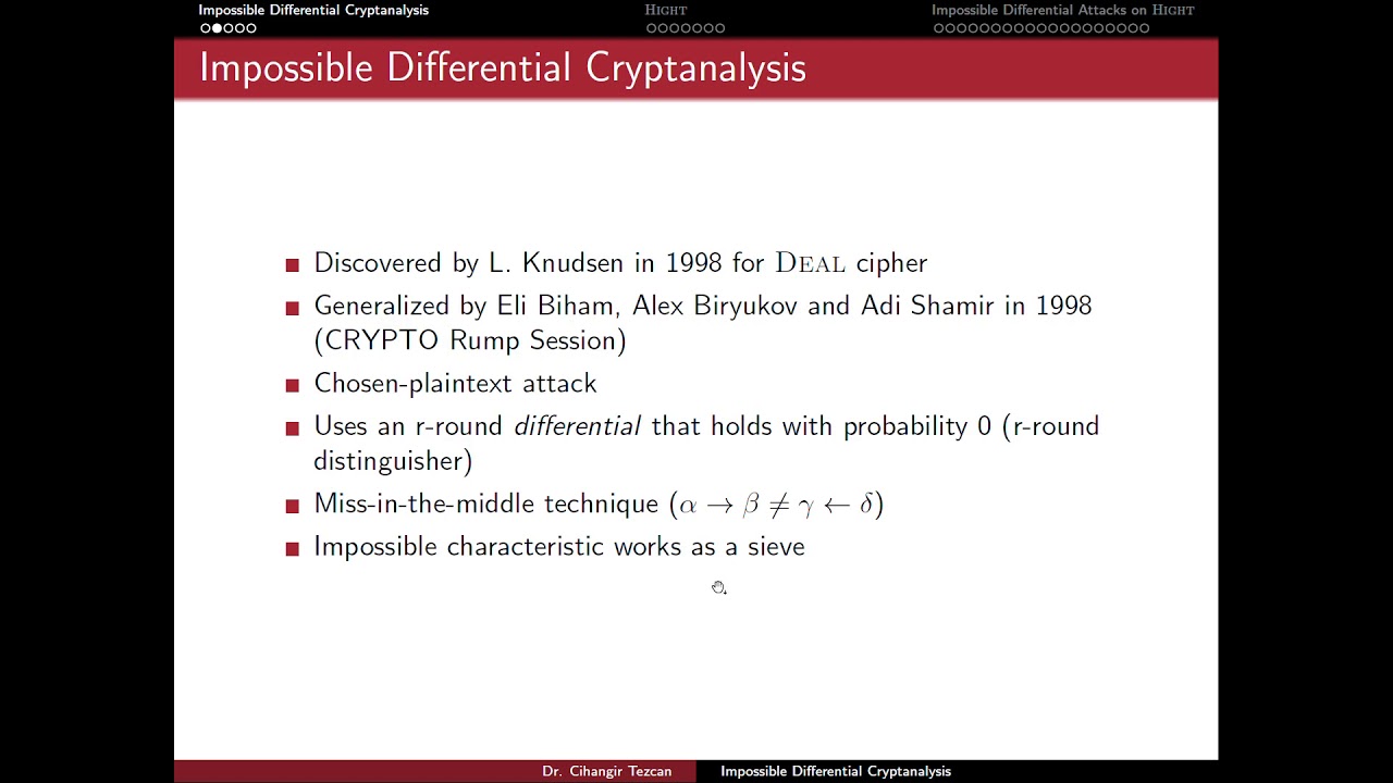 Cryptanalysis 7.1: Impossible Differential Cryptanalysis - YouTube