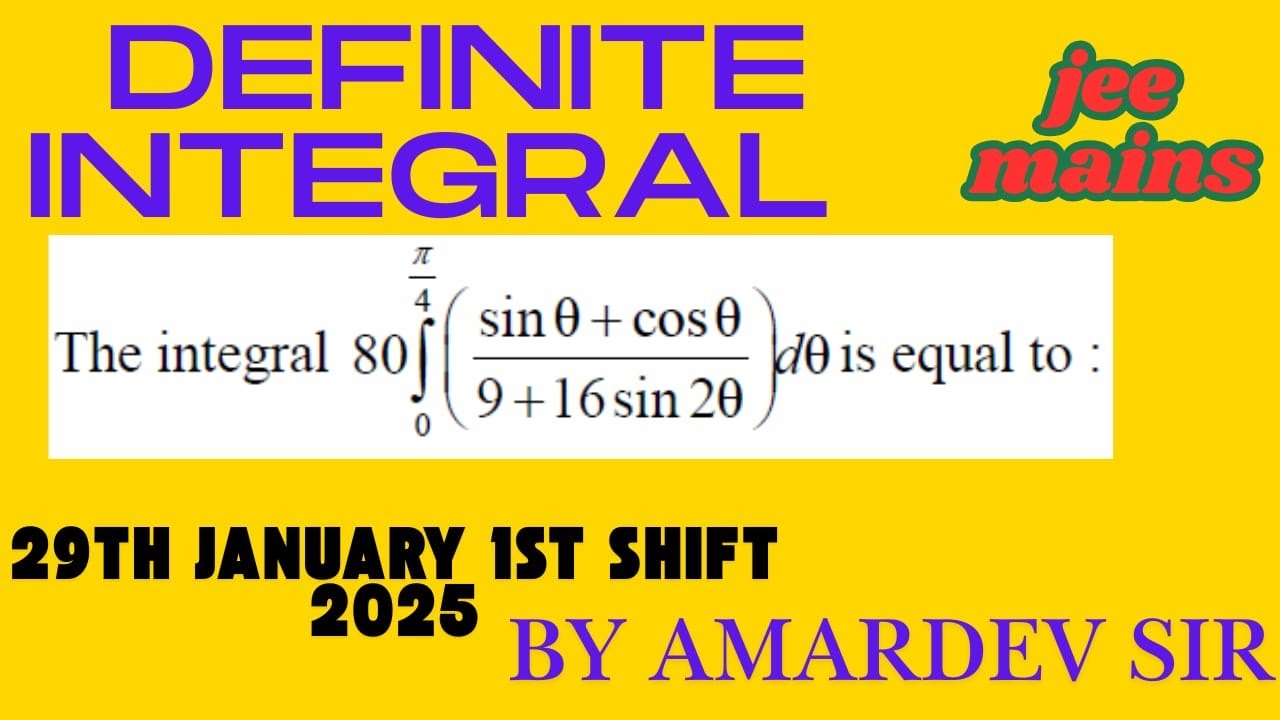 The integral 80 integral pi/4,0(sin theta+ cos theta/9+16 sin 2 theta)d ...