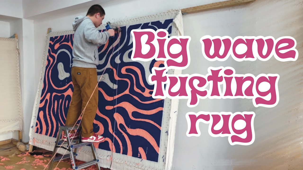 How I made 5x7 feet wave tufting rug in my studio - YouTube