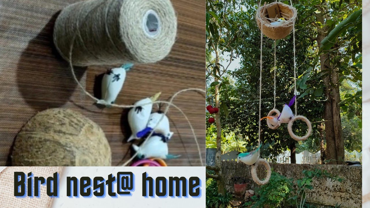 easy bird nest making#craftideas #birdnest#coconutshellcraftmaking # ...