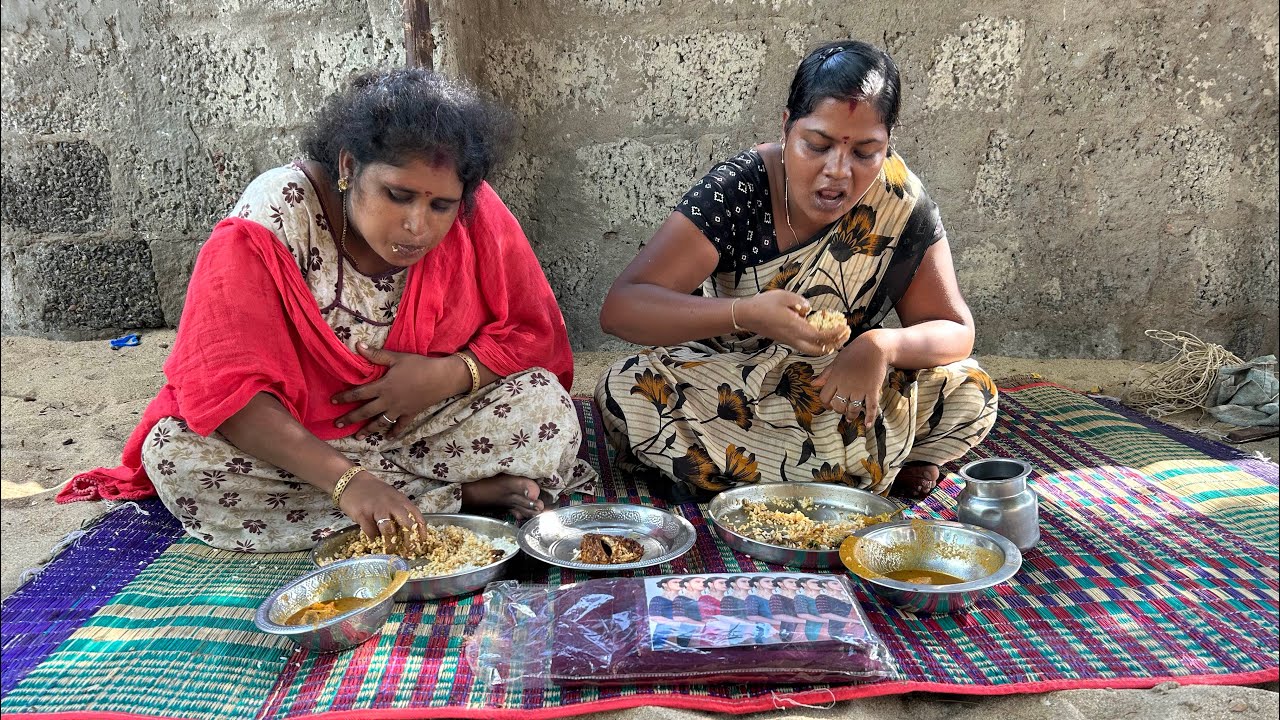 மீன் குழம்பு சாப்பாடு CHELLANGE வெளுத்து கட்டிட்டாங்க சேலை யாரு ...