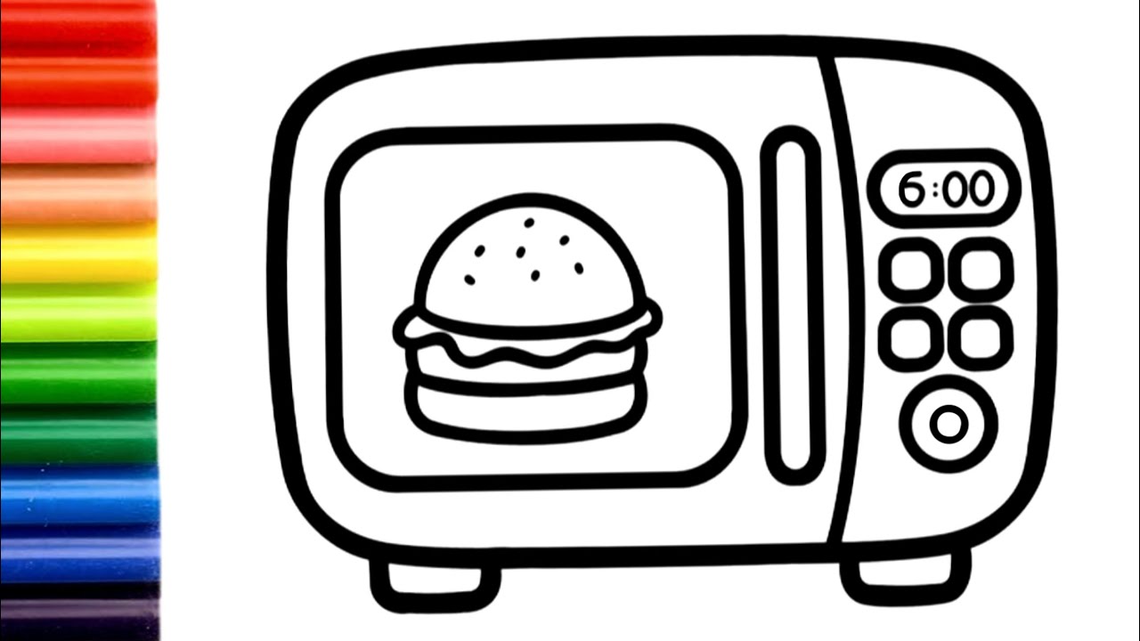 Microwave Easy Drawing For Kids | How To Draw Colouring and Painting A ...