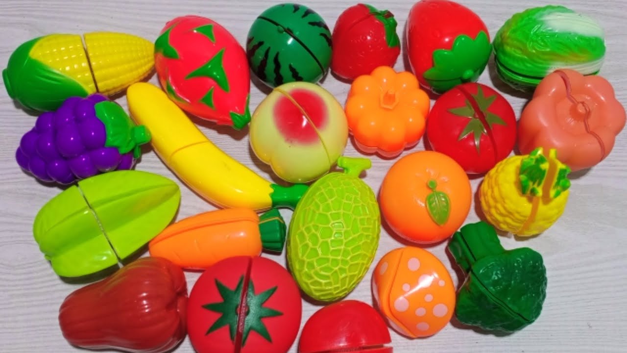 Cutting Fruits and Vegetables toys | Broccoli Carrot Grape eggplant ...