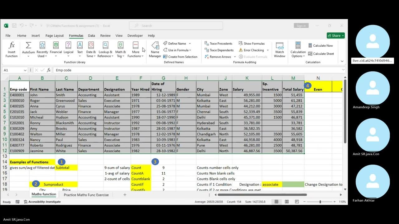 MS Excel Math Functions Full Tutorial | Learn Mathematical Functions in Excel with Examples ...