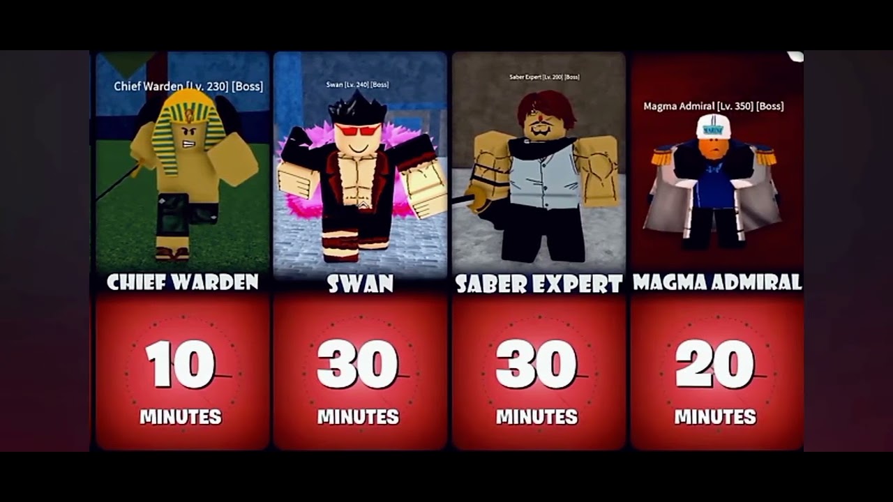 #roblox all boss spawn time - YouTube