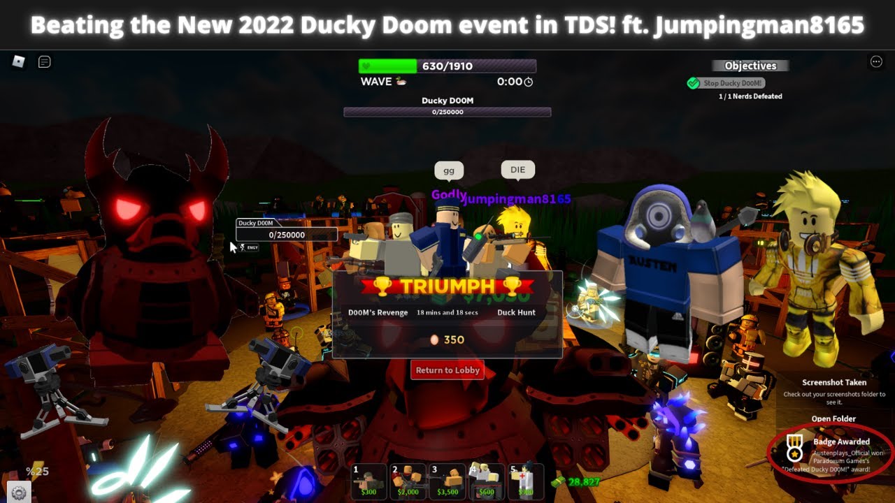 Beating the new Ducky Doom 2022 Spring Event in TDS! ft JumpingMan8165 ...
