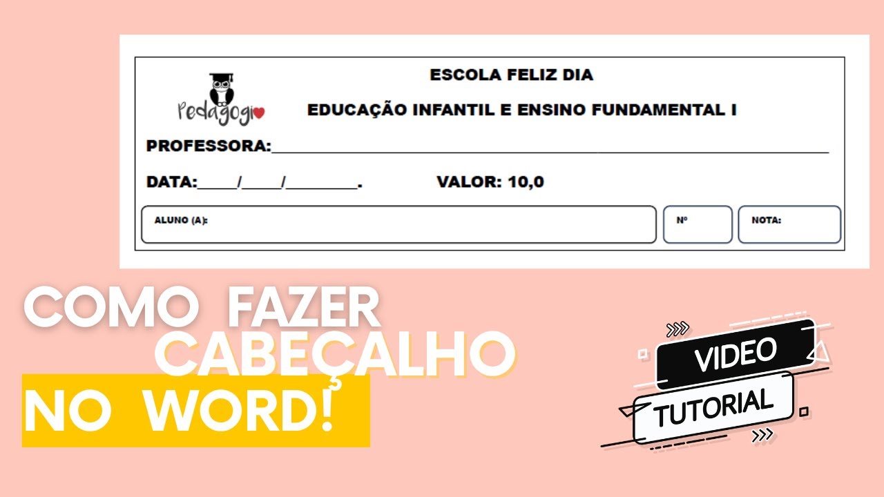Como fazer um cabeçalho para prova no Word | PASSO A PASSO| professora ...