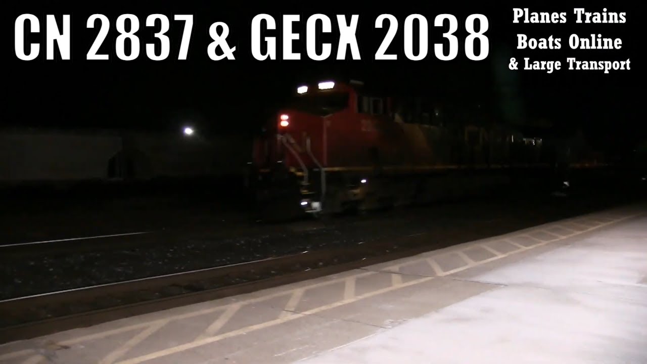 CN 2837 & GECX 2038 Locomotives Manifest Train Strathroy Sub - YouTube