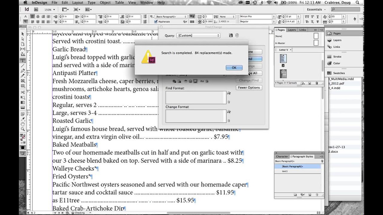 Cleaning up text with Find-Change in InDesign - YouTube